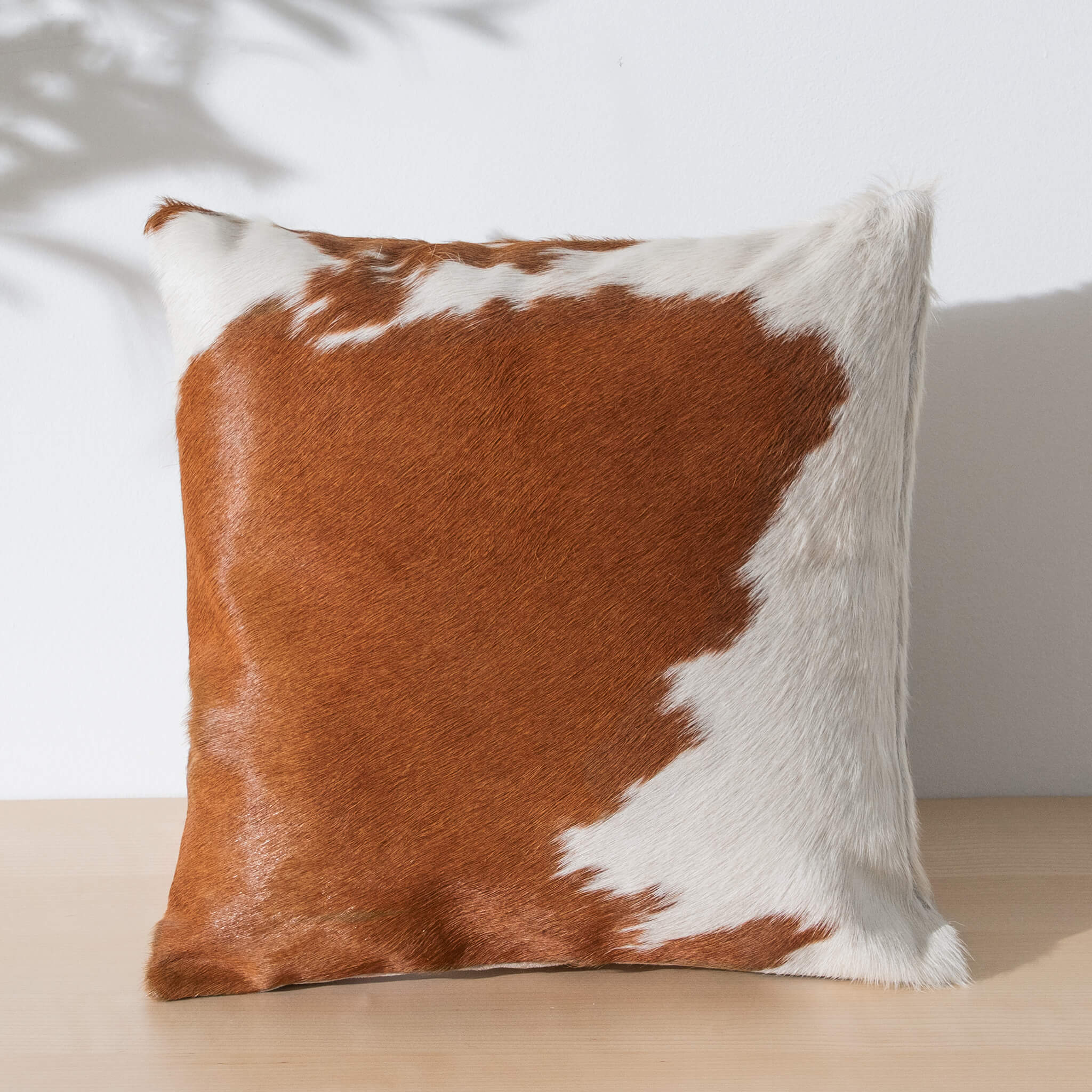 Brown And White Cowhide Pillow , Anti-Slip Backing | eCowhides