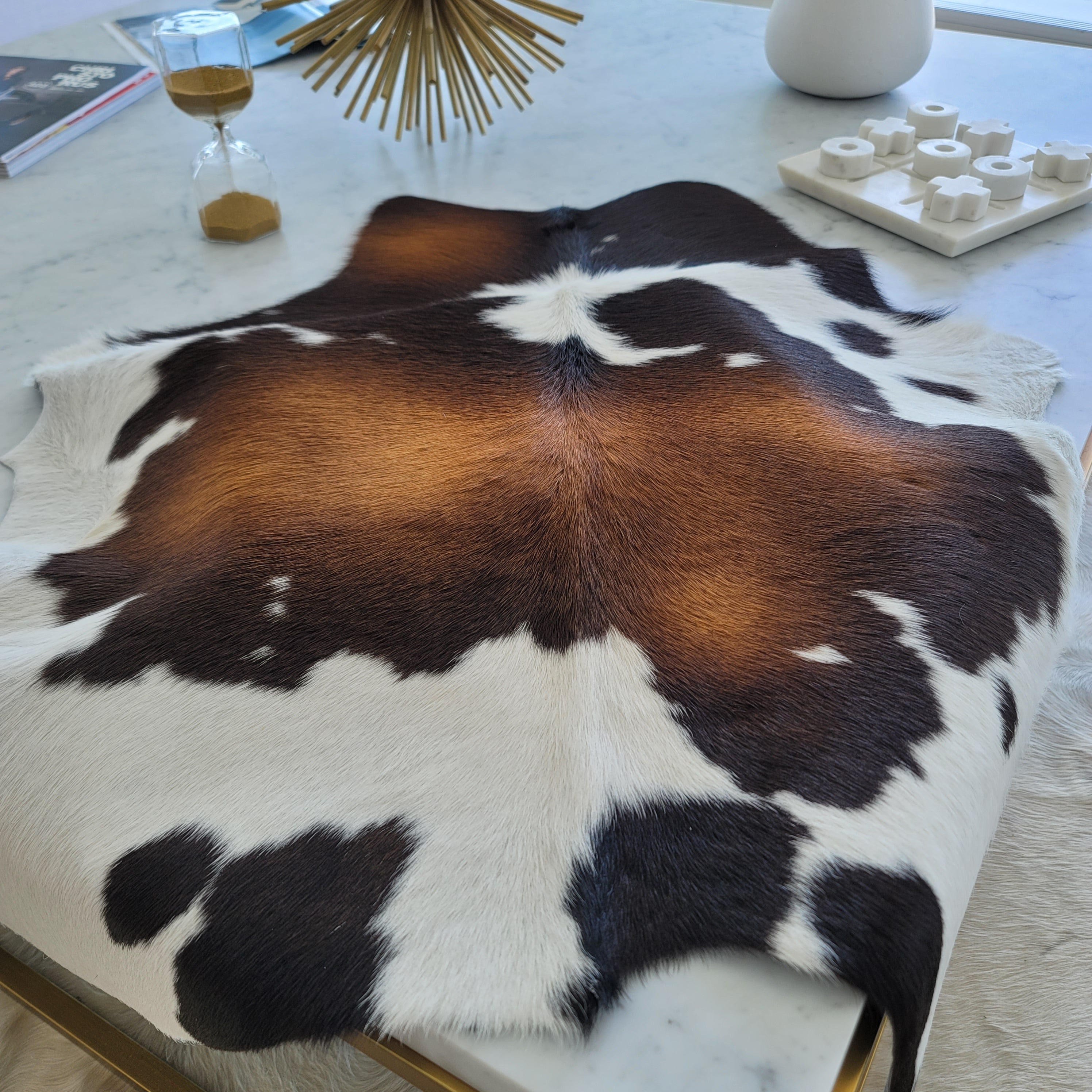 Mahogany And White Calf Hides , Natural Suede Leather | eCowhides ...