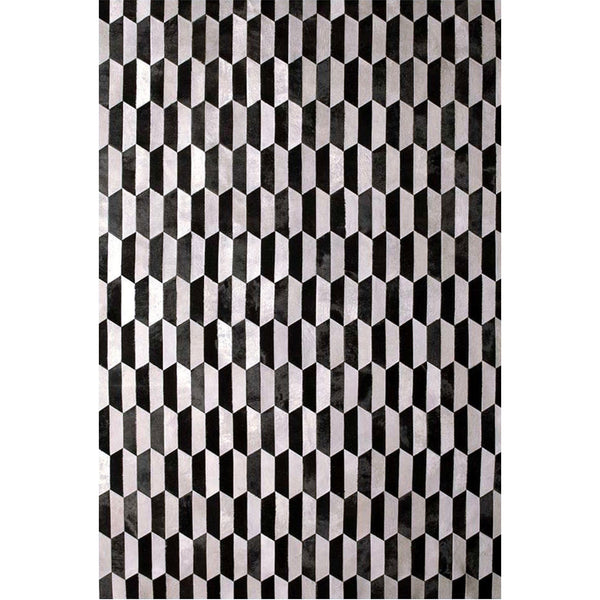 Figaro Black And White Patchwork Cowhide Rug , Anti-Slip Backing ...