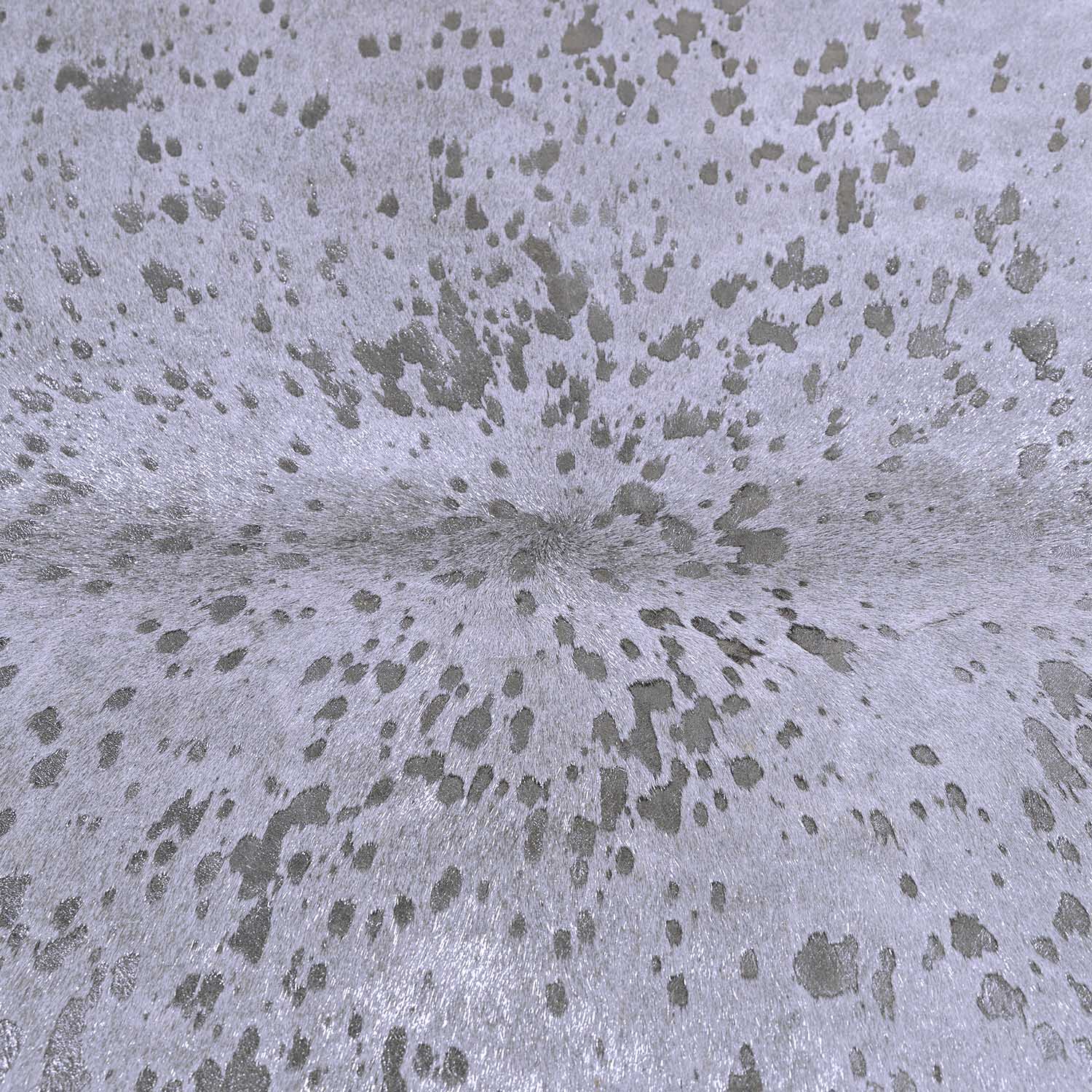 Silver Metallic On White Cowhide Rug , Natural Suede Leather | eCowhides